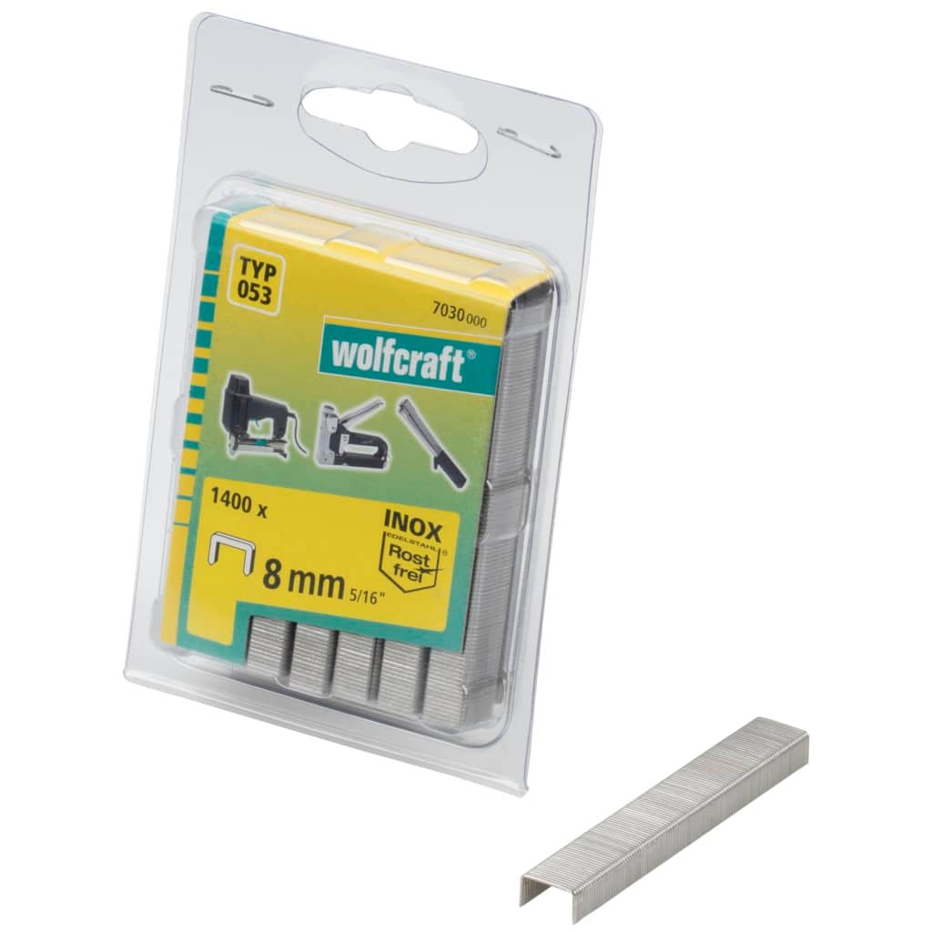 WOLFCRAFT 7030000 - 1400 grapas de lomo ancho INOX tipo 053 | Leroy Merlin