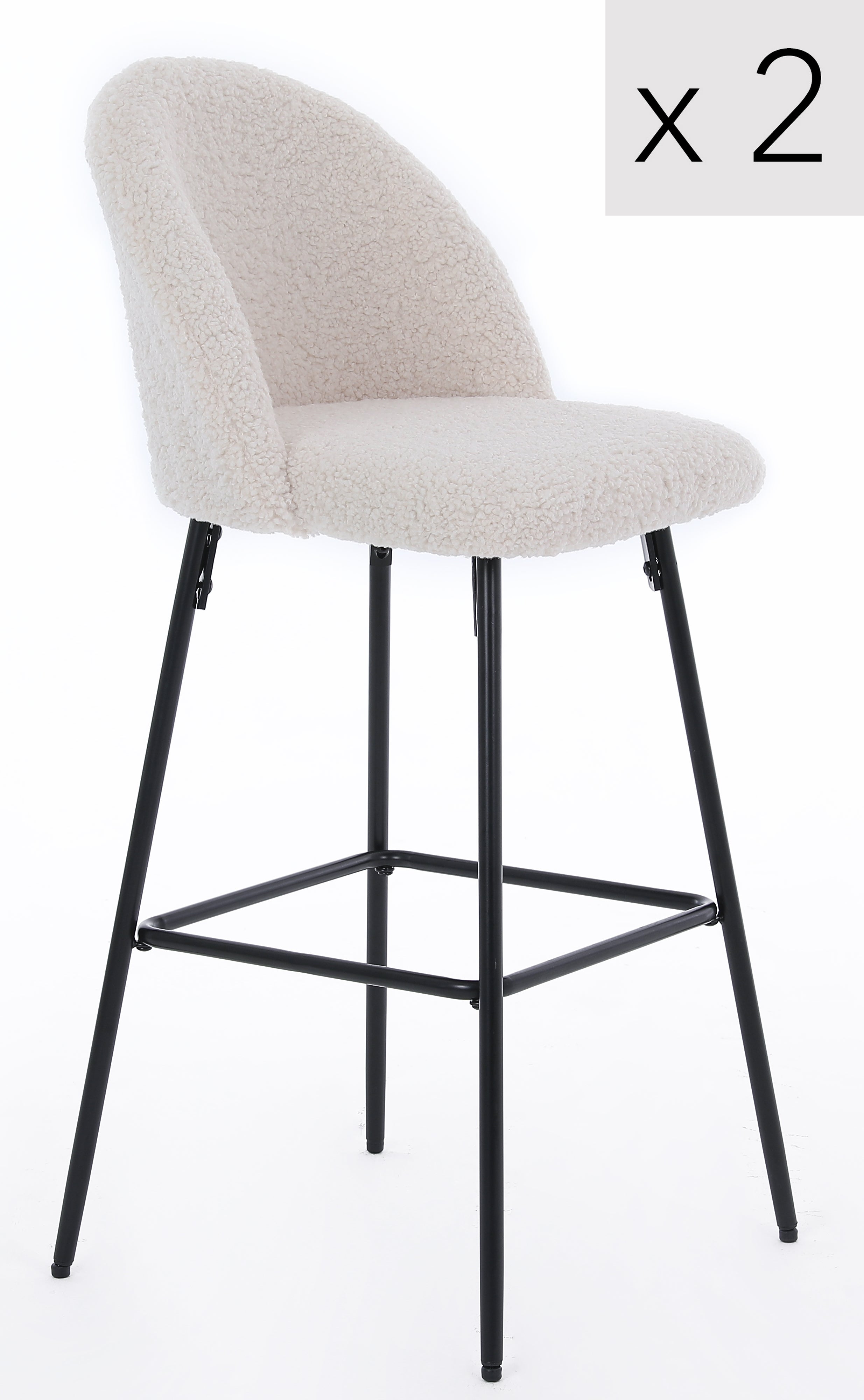 Set 2 taburetes altos en acero y lana blanco | Leroy Merlin