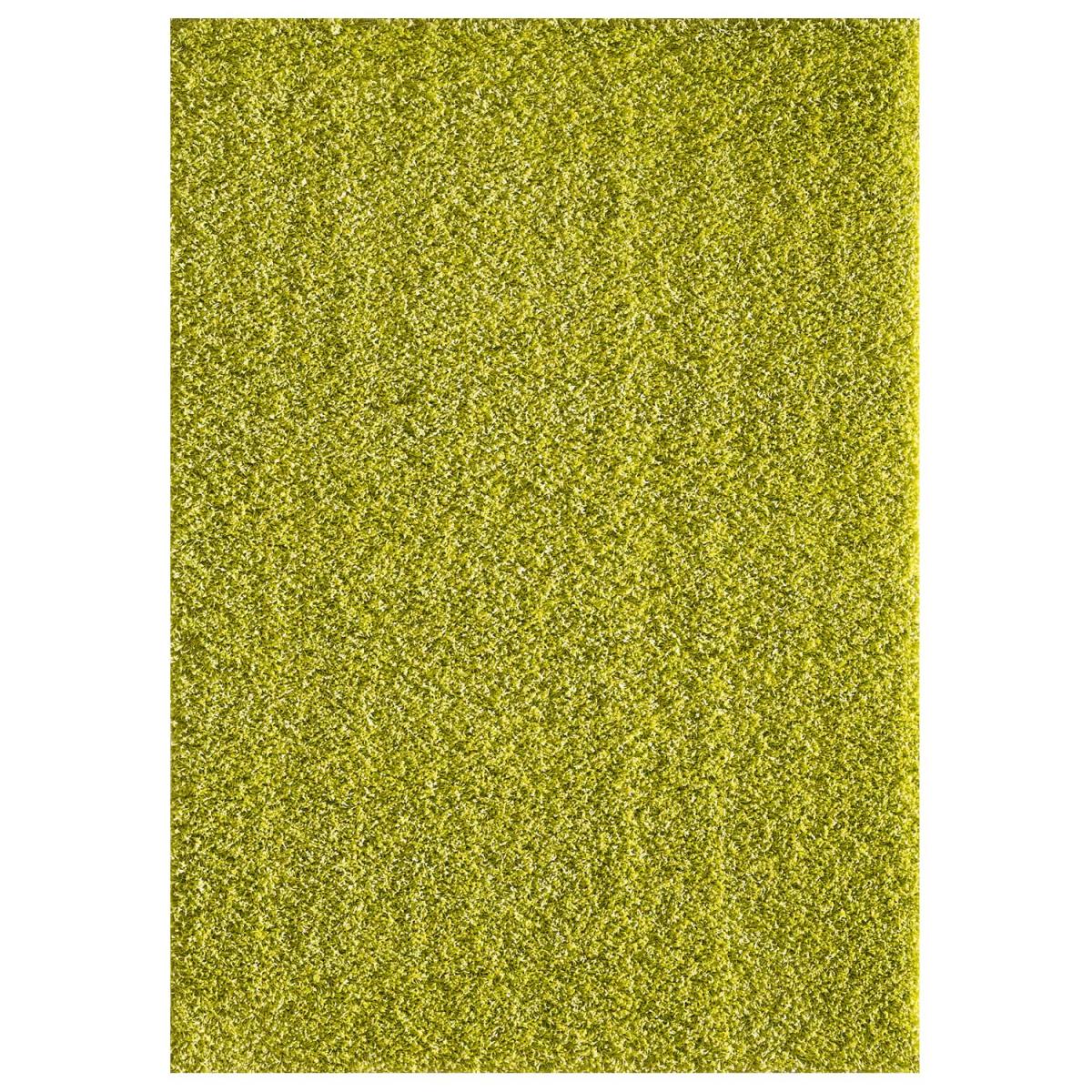 Tapis longs poils shaggy 160x230 rectangle tissé vert motif uni SIMPLE ...