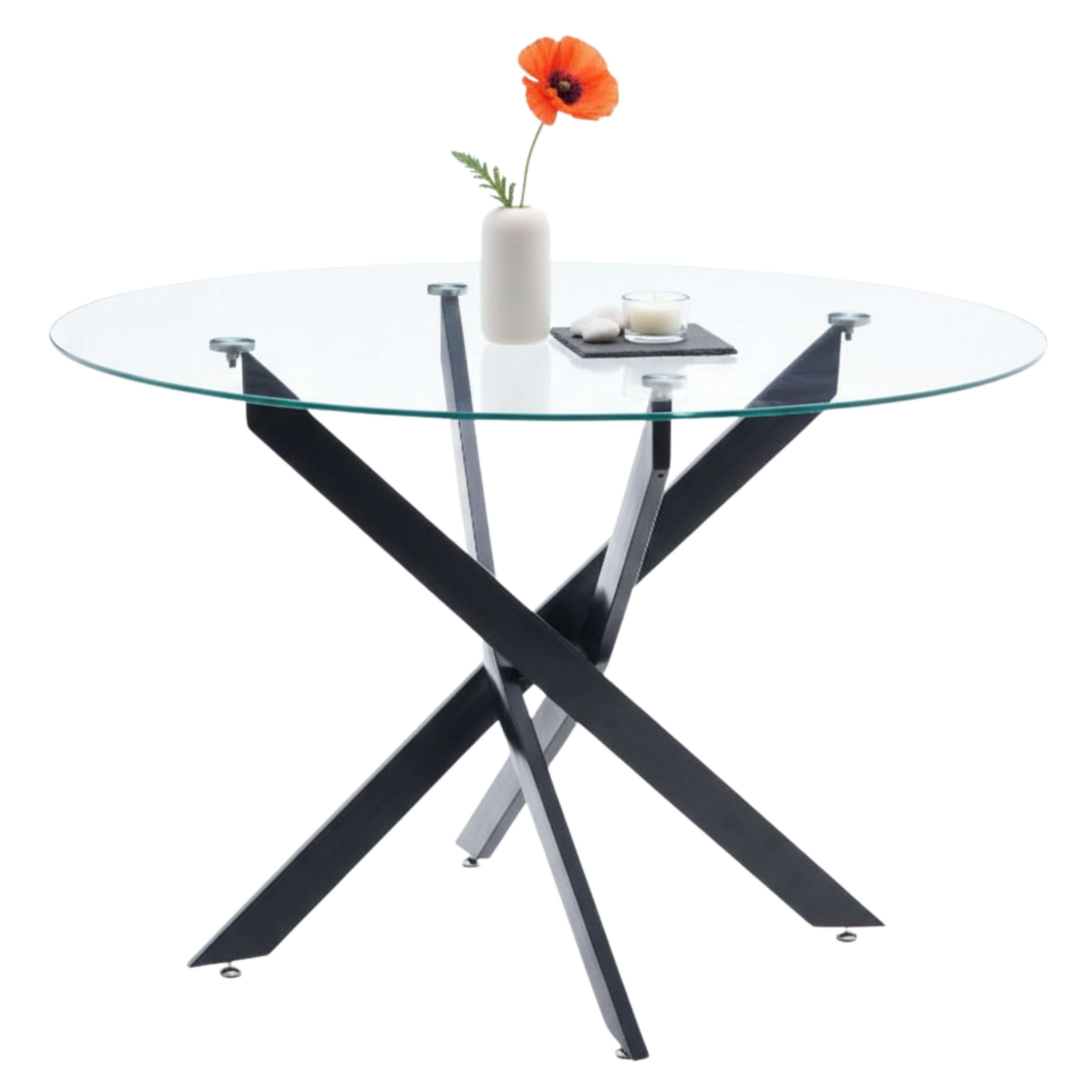 Mesa de Comedor Crest en Estilo Moderno Color Negro con Cristal Metal ...