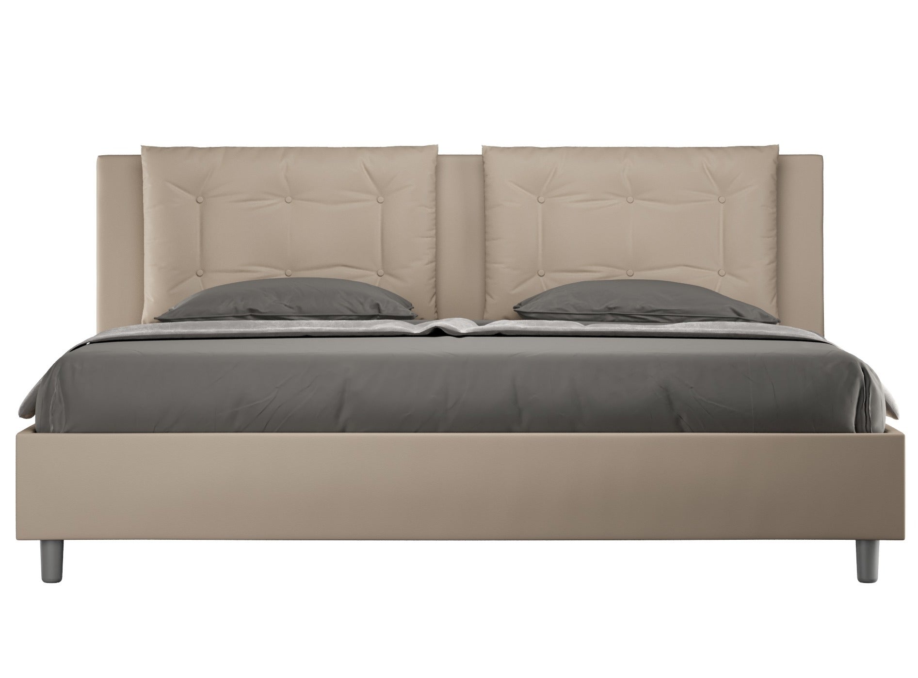 Lit king size italien simili cuir Andry-Couleur Beige clair-180x200 ...