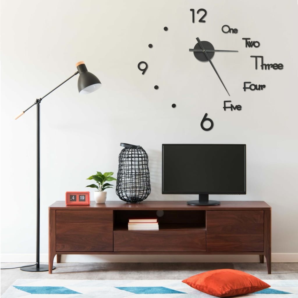 Reloj de pared 3D Diseño moderno Negro 100 cm XXL | Leroy Merlin