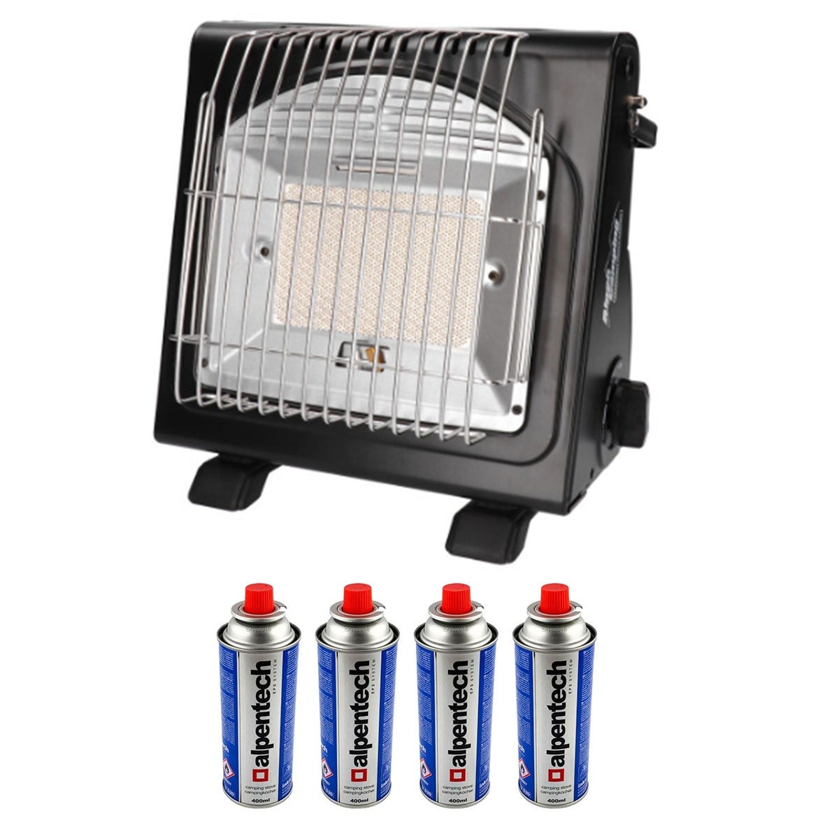 Calentador de gas portátil 1700W + 4 cartuchos de gas 2en1 ALPEN ...