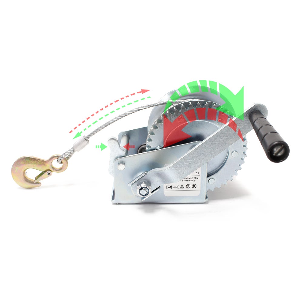 Verricello manuale a fune max 350kg corda metallica 10m 3,2:1 Argano a ...