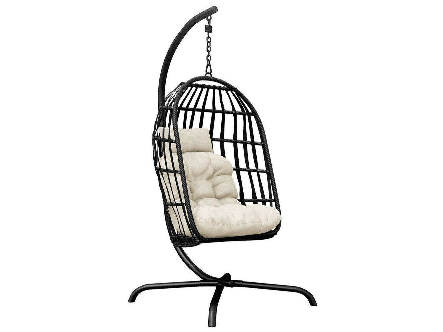 Chaise suspendu Comfivo 316, 200x92x115cm, Crème, Noir, Tapisserie ...