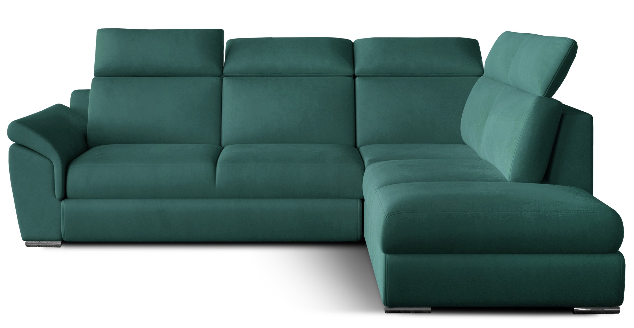 Canapé angle droit convertible velours bleu canard avec appuis-tête ...