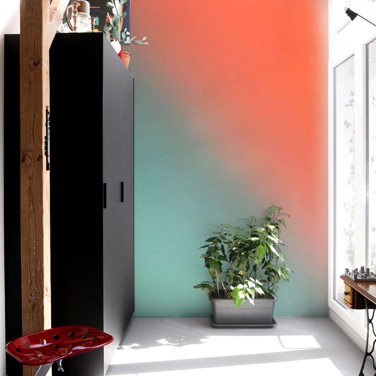 Carta da parati panoramica rossa e verde sfumata, Colori 525 x 250cm ...