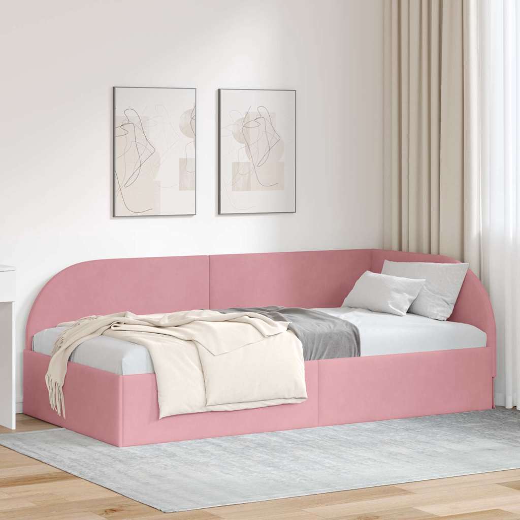 Cornice del letto ad angolo Rosa 90 cm x 200 cm Velluto vidaXL | Leroy ...