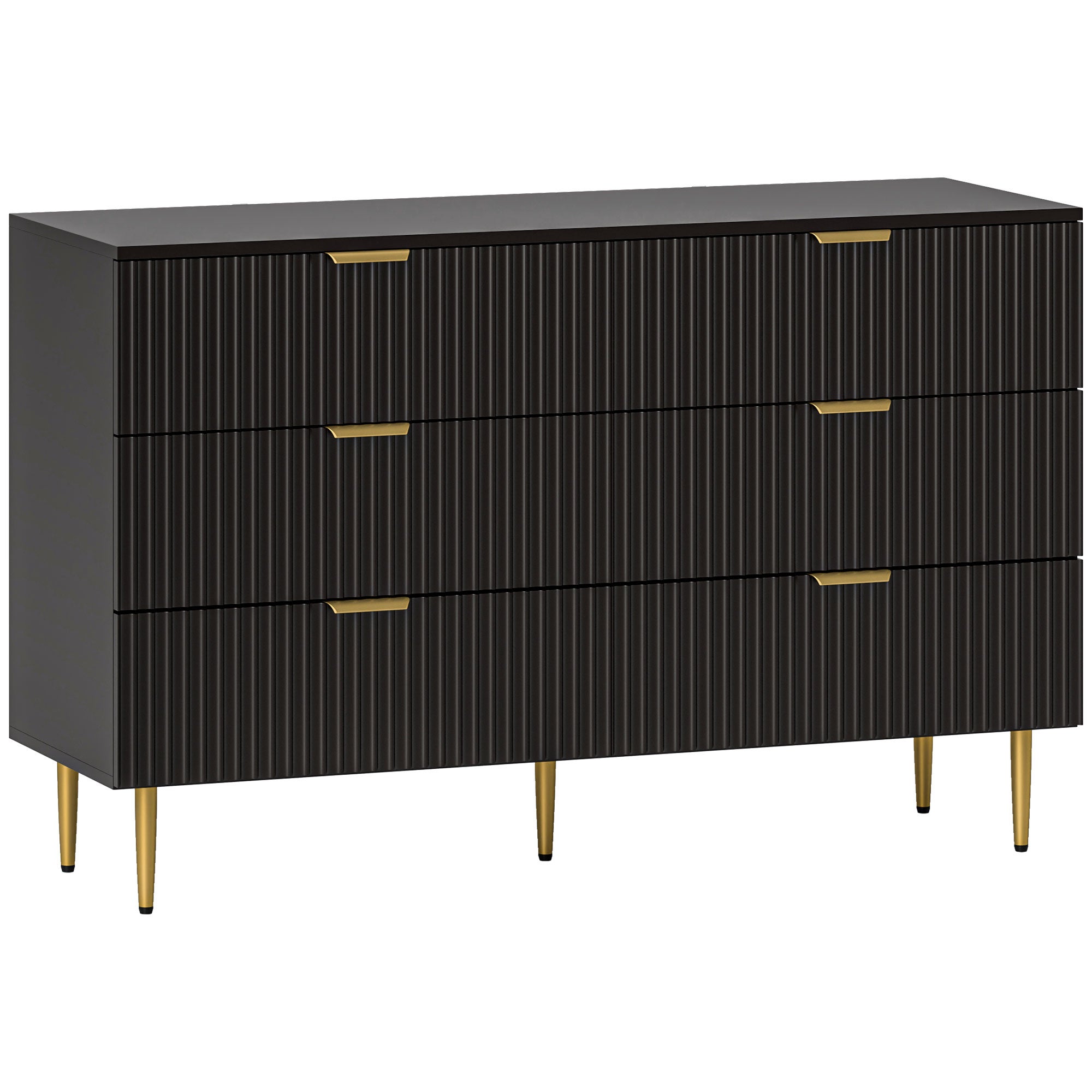 Commode 6 tiroirs MDF noir HOMCOM | Leroy Merlin