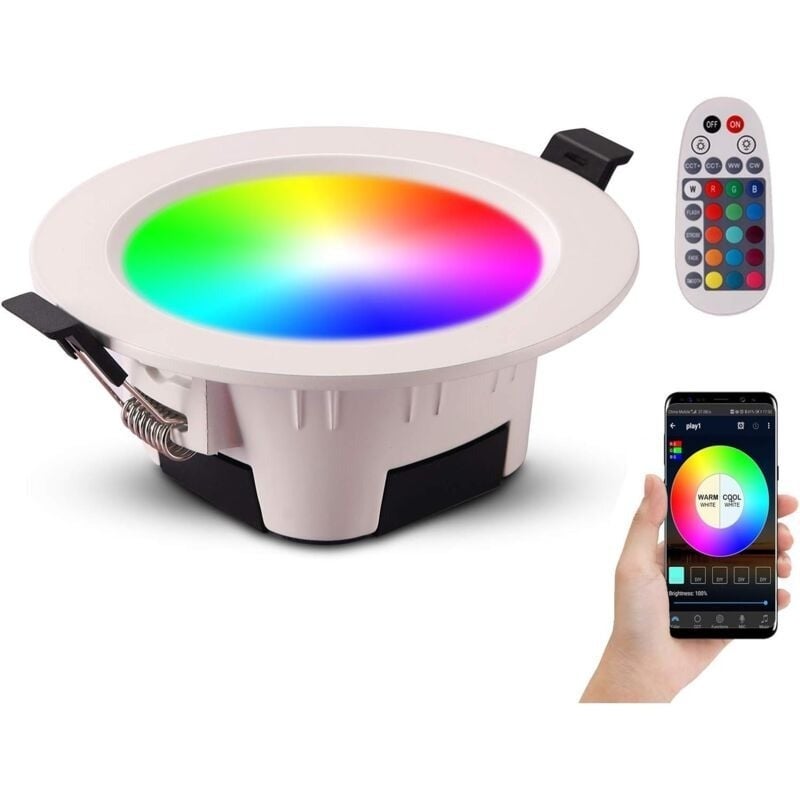 Foco LED empotrable color RVB, luminosidad regulable, 700 lúmenes con ...