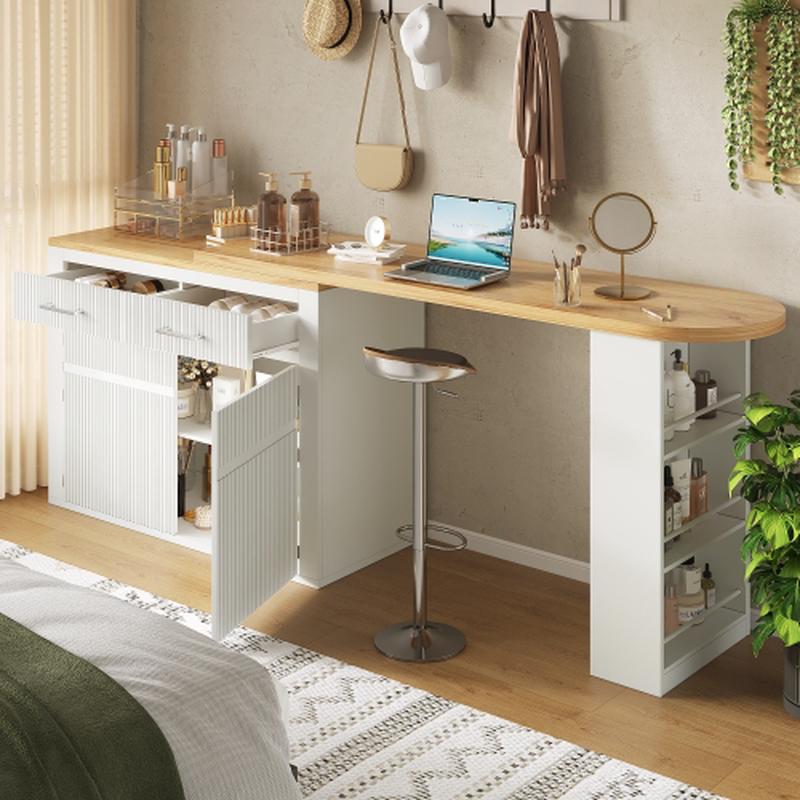 Table bar extensible avec rangement télescopique et tiroir table îlot ...