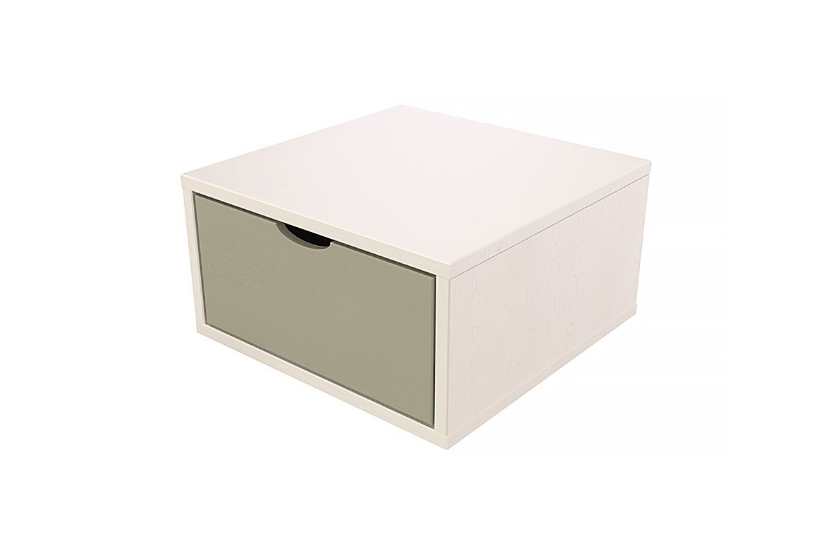 Cube de rangement bois 50x50 cm + tiroir, Blanc/Moka | Leroy Merlin