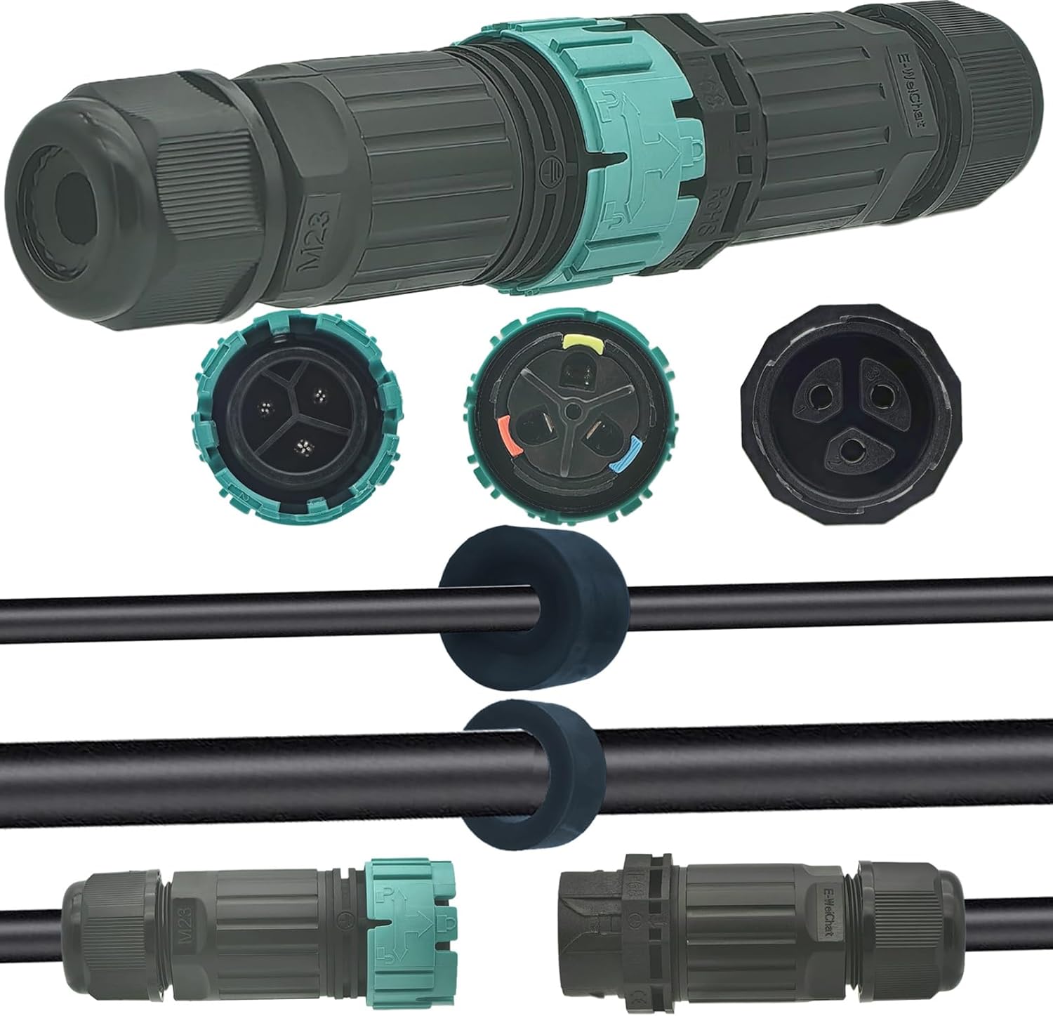 Conector impermeable para exteriores de 3 hilos, conector macho/hembra ...