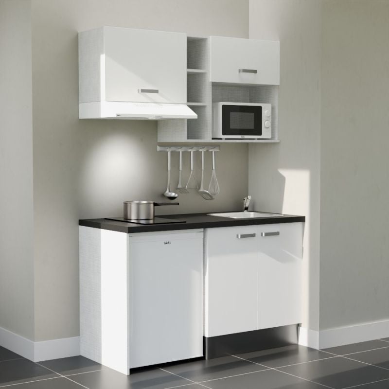Kitchenette K13L-PT - 140 cm - plan stratifié, évier inox, - Façade ...