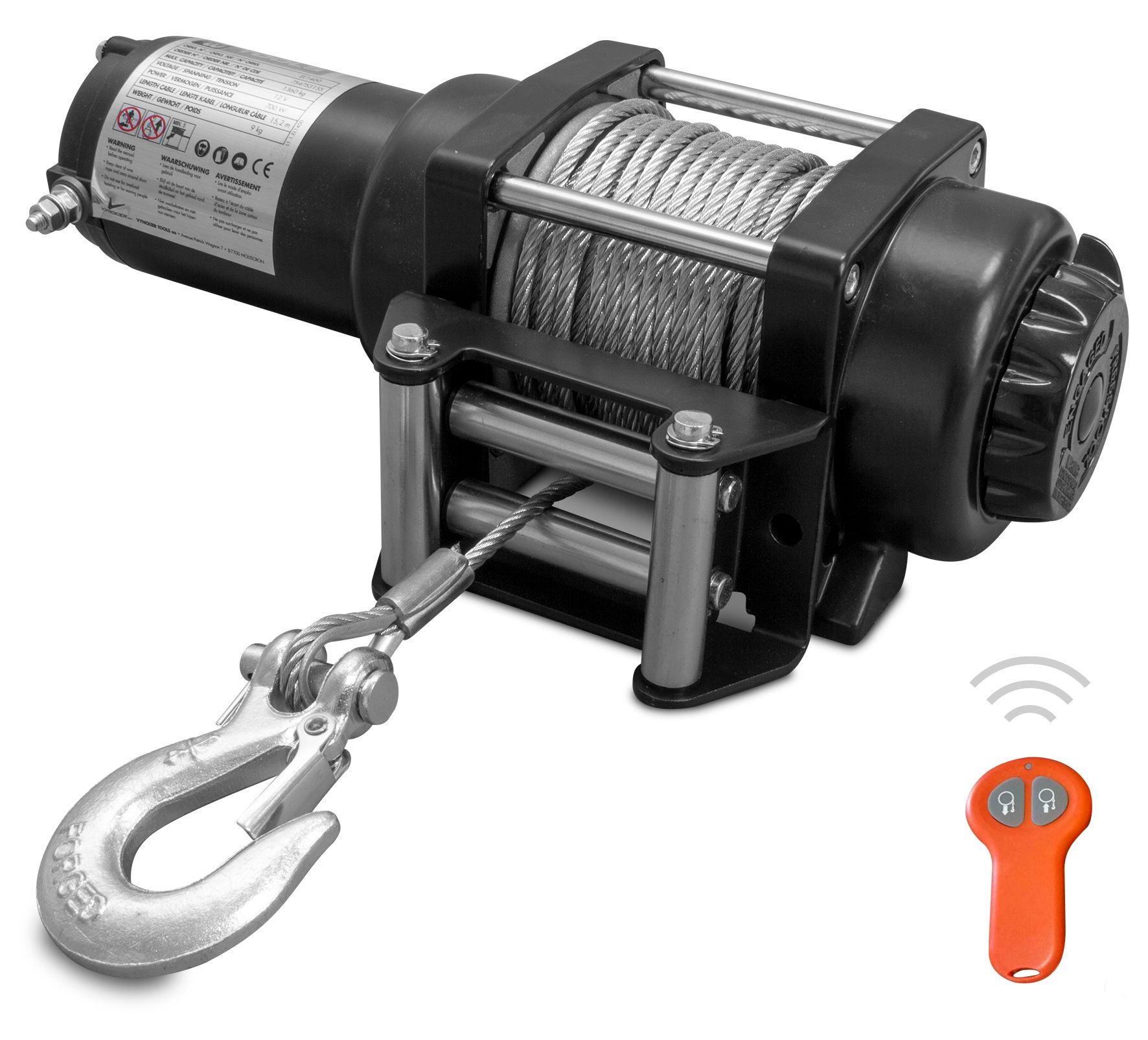 Treuil électrique 12V 1360 kg 15,2m avec télécommande radio MW Tools ...