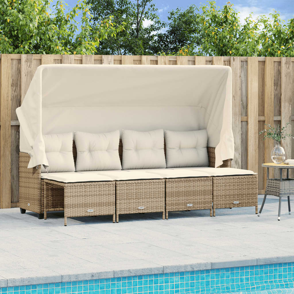 Salon de avec coussins 5 pcs beige résine tressée | Leroy Merlin