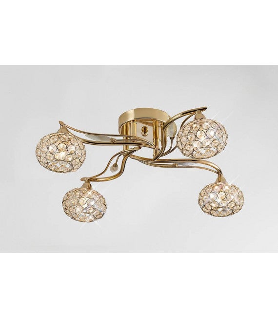 Plafonnier Leimo 4 Ampoules doré/cristal | Leroy Merlin