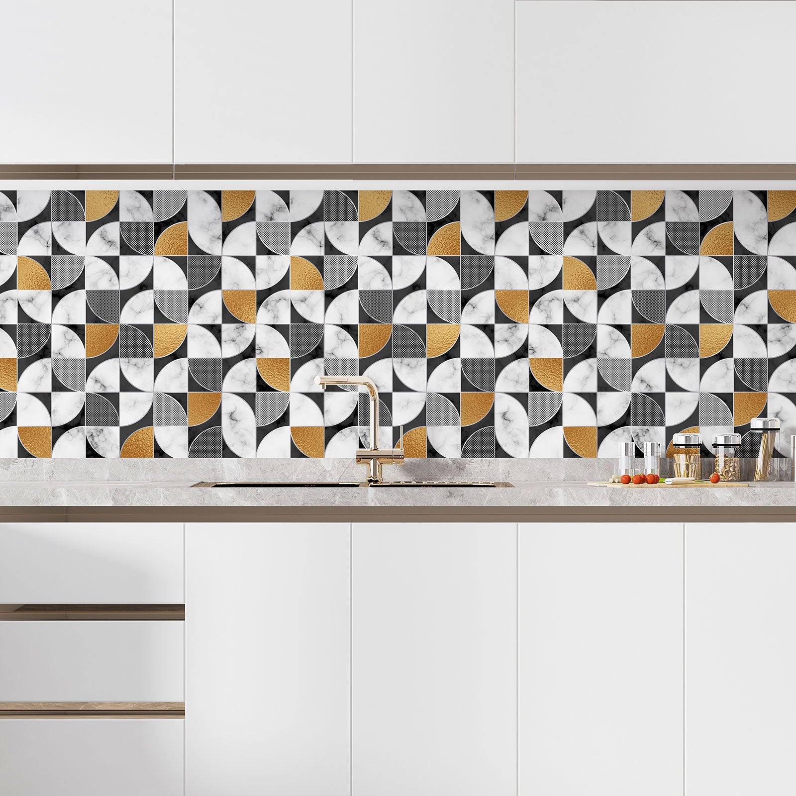 Crédence adhésive sticker pour cuisine - Motif géométrique - Adhésif ...