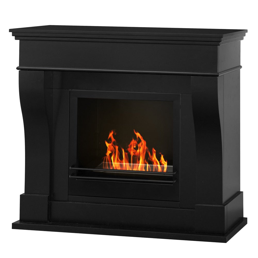 Chimenea de bioetanol de pie WASHINGTON, color negro (L111 x P43 x H99 ...