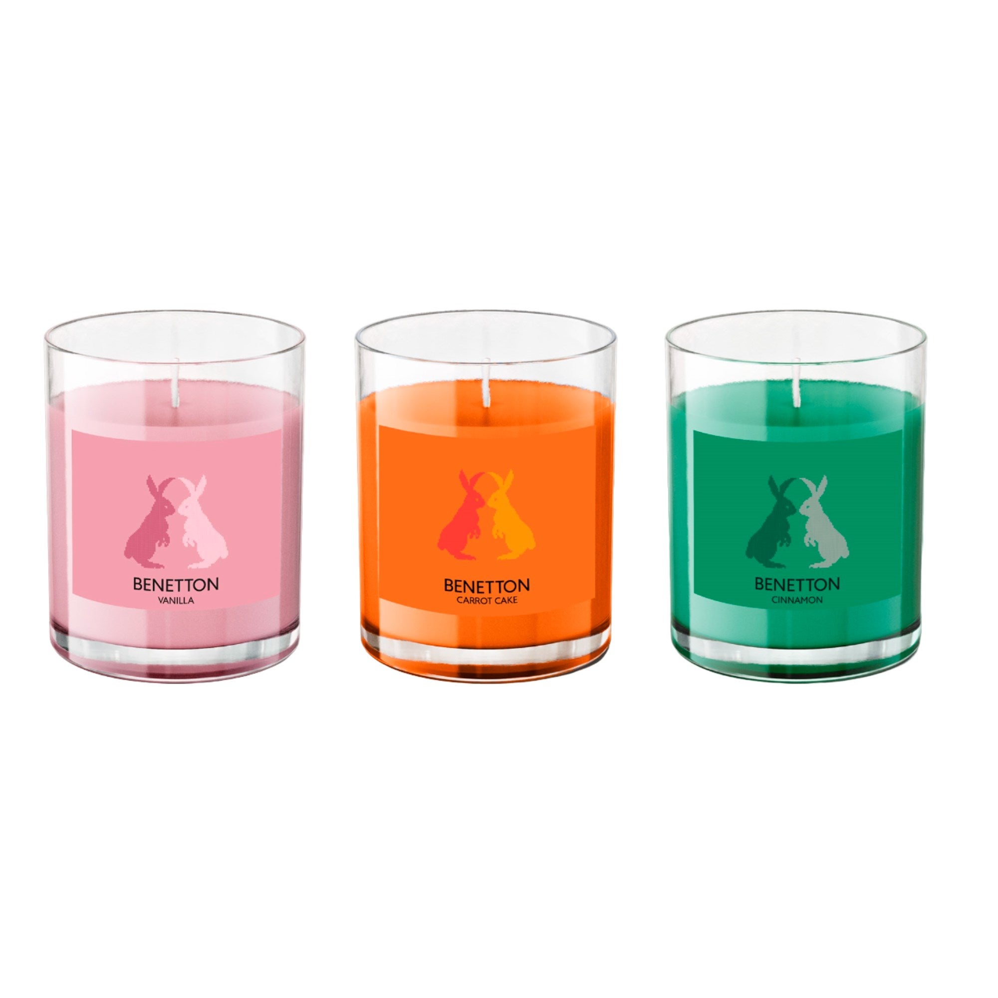 SET 3 PZS VELAS (TARTA DE ZANAHORIA + VAINILLA + CANELA) 65G BENETTON | Leroy Merlin