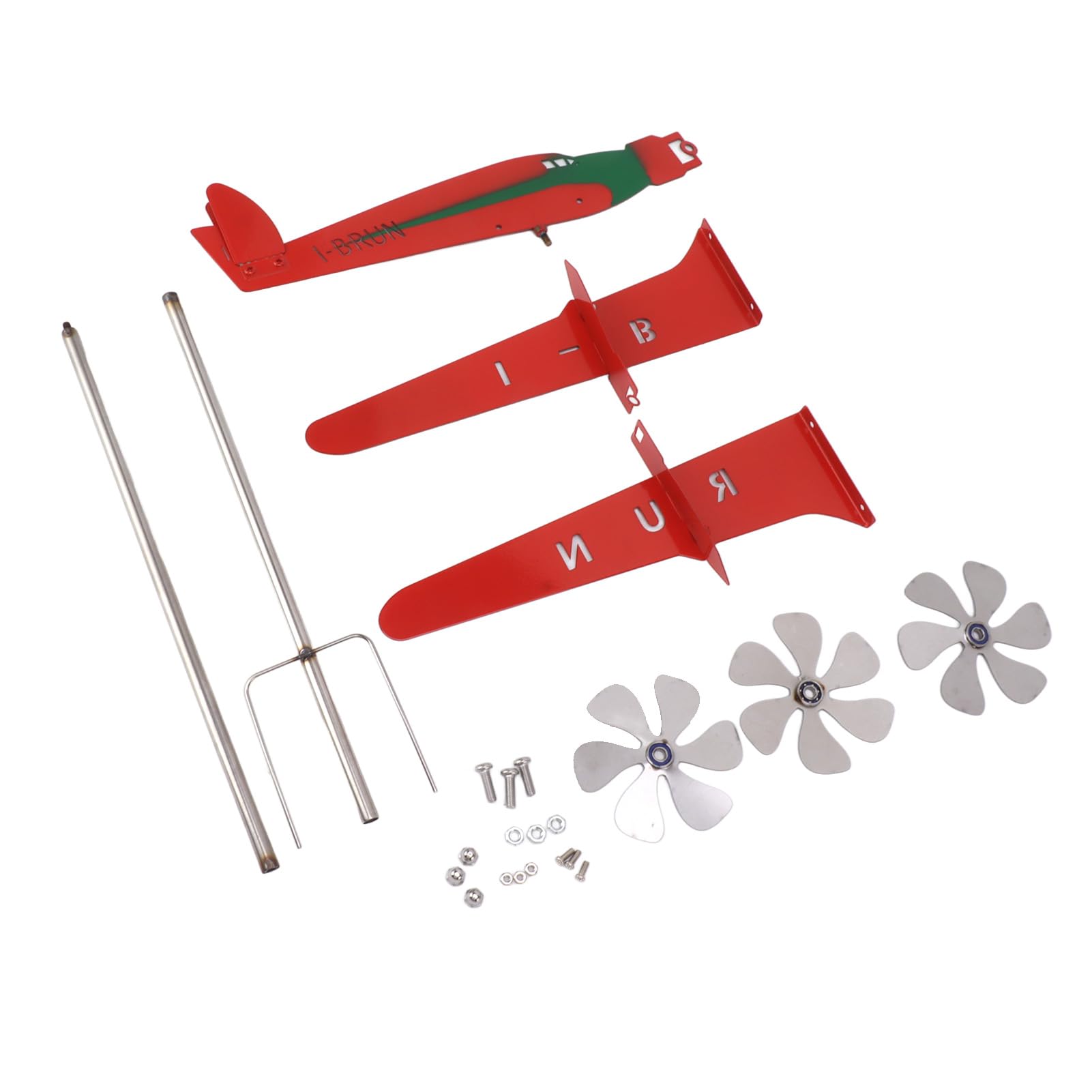 Banderuola segnavento in metallo rosso 3D, aeroplano liscio, mulino a ...