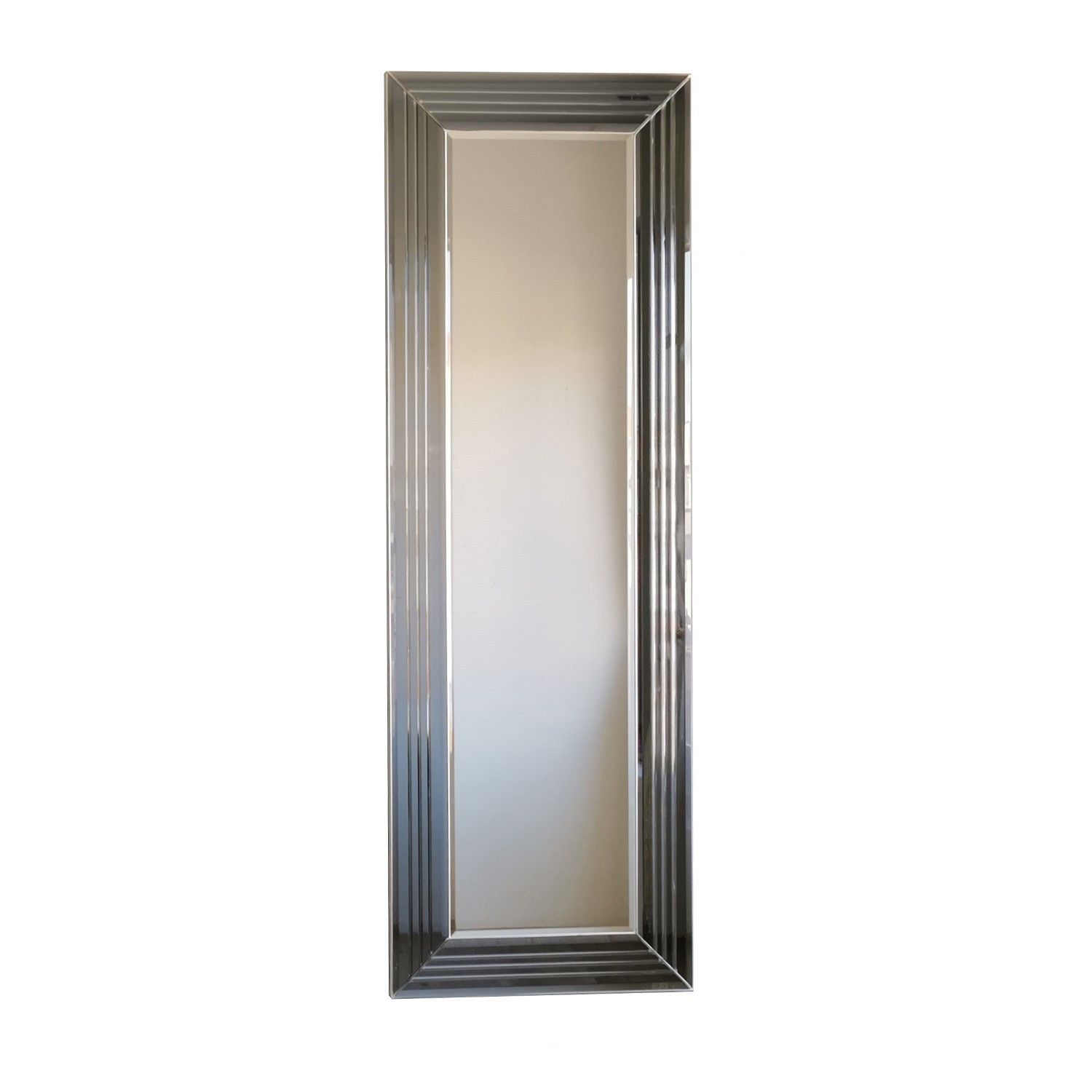 Miroir moderne encadré 40x120cm Compage Bois Argent | Leroy Merlin