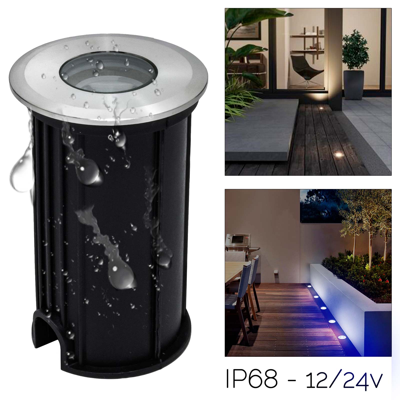 Projecteur à immersion accessible à pied IP68 LED ronde encastrée 2W ...