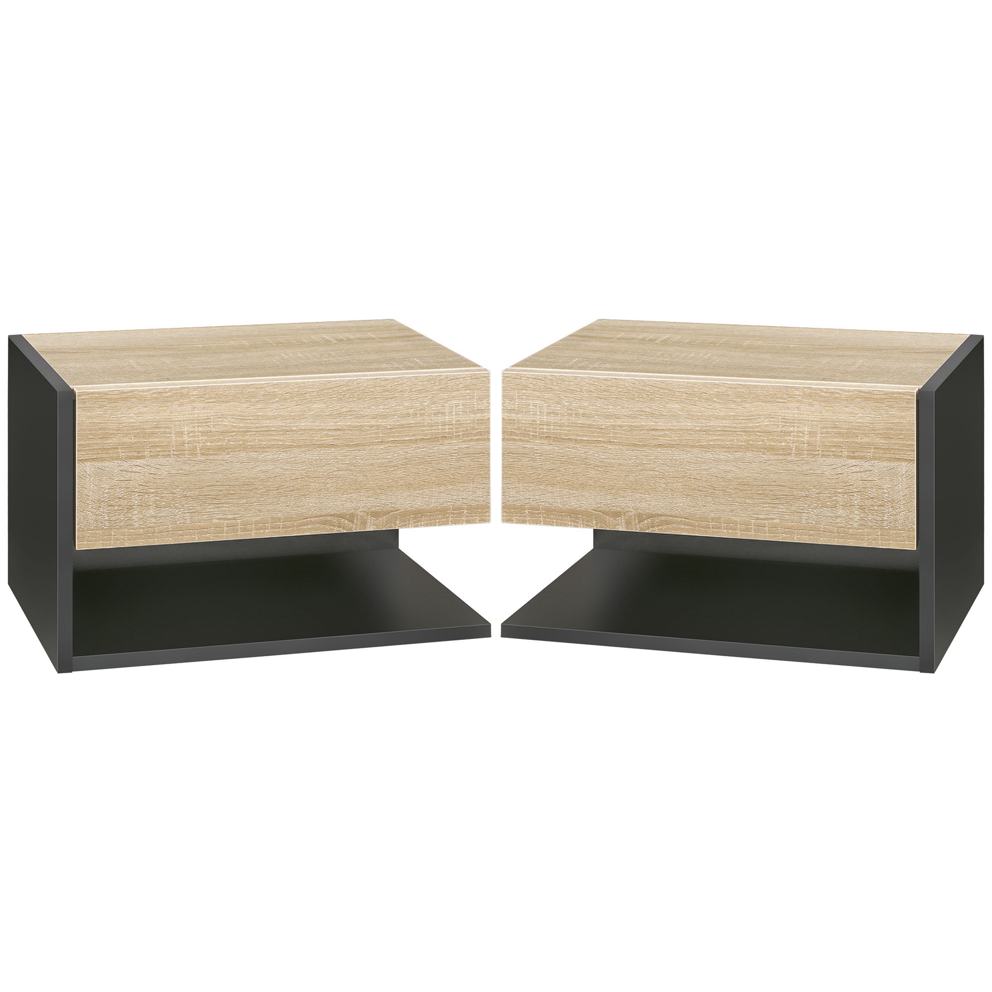 Lot de 2 Tables de Chevet murales - Lot de 2 Tables de Nuit - tiroir ...