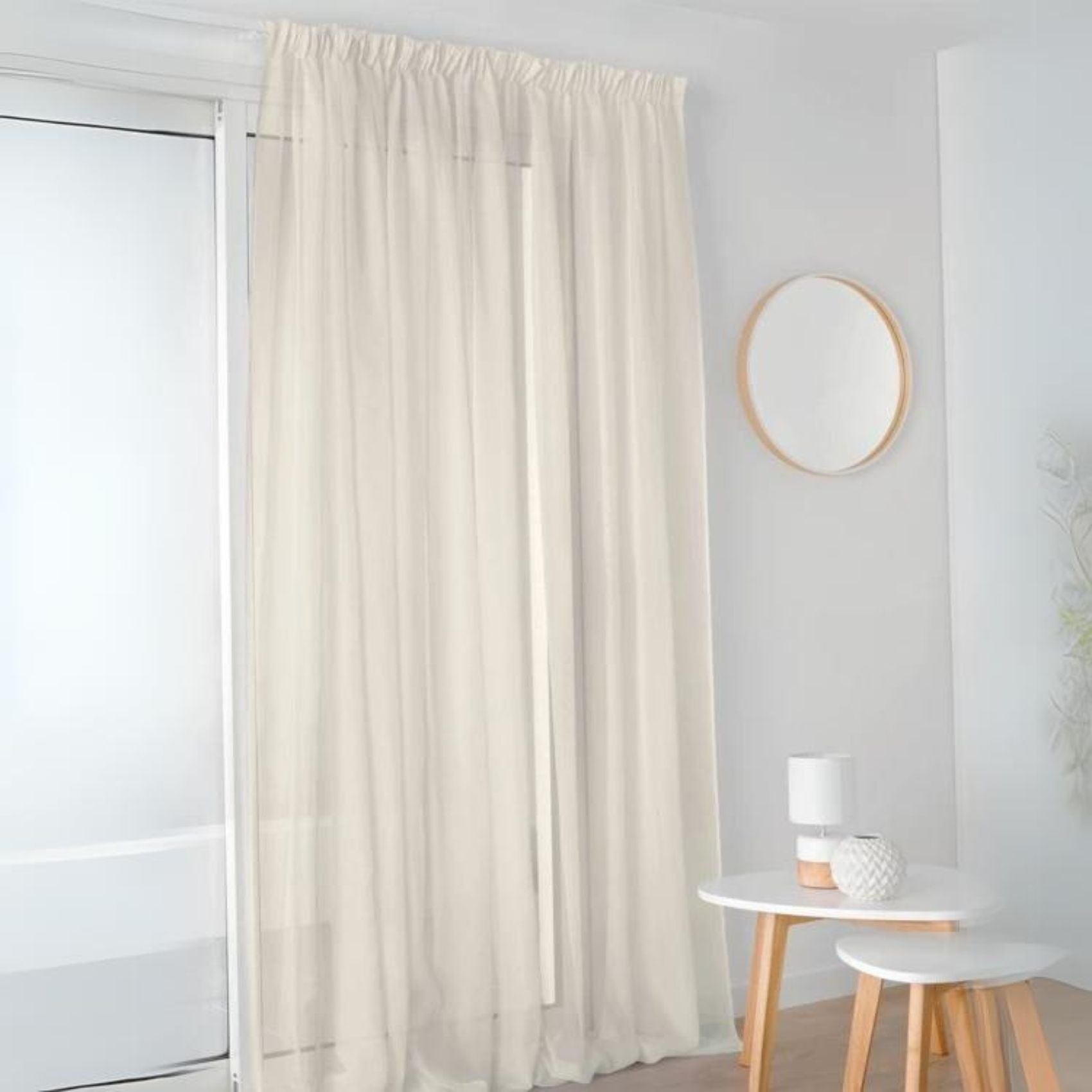 Voilage voile à galon fronceur - Beige - 300x250 cm - Polyester | Leroy ...