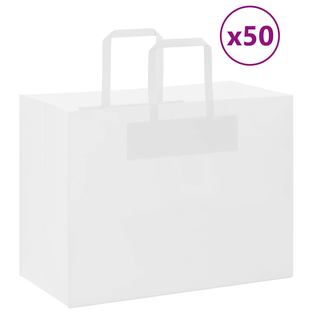 Sacs en papier kraft 50 pcs，Sacs kraft avec poignées blanc 32x17x25 cm ...