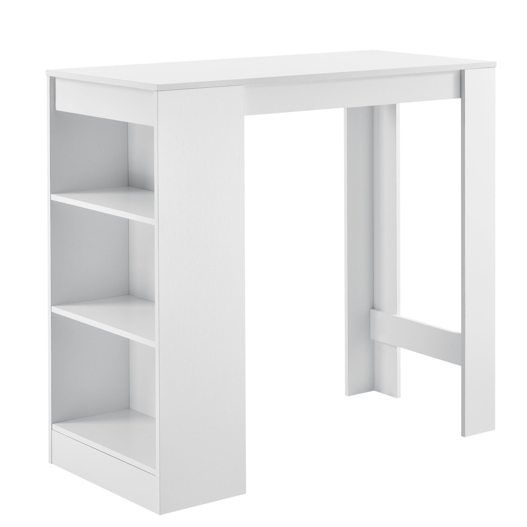 Table de bar avec rangement bistro haut 3 étagères 110 cm blanc 03 ...