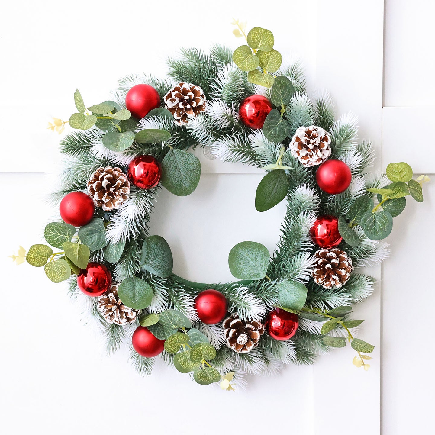 Couronne de Noël 40 cm, couronne décorative en PE avec feuilles d ...