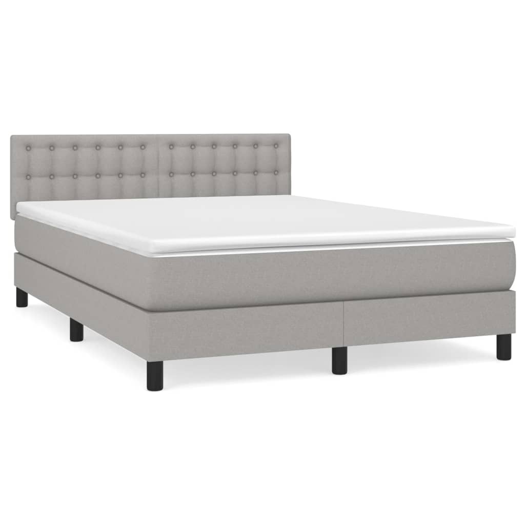 Lit à sommier tapissier avec matelas en tissu gris clair 140x200 cm ...