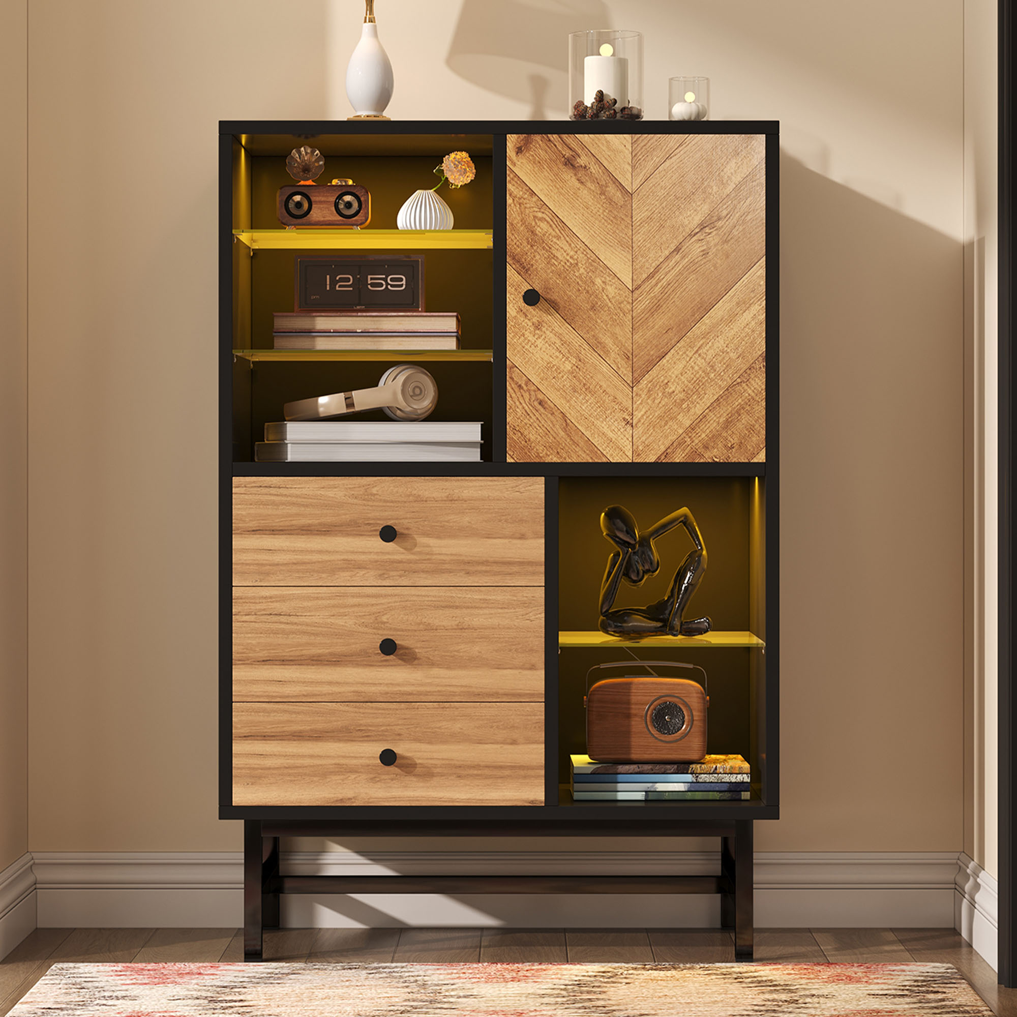 Vitrine Moderne avec Éclairage LED Multicolore, Design Élégant et ...