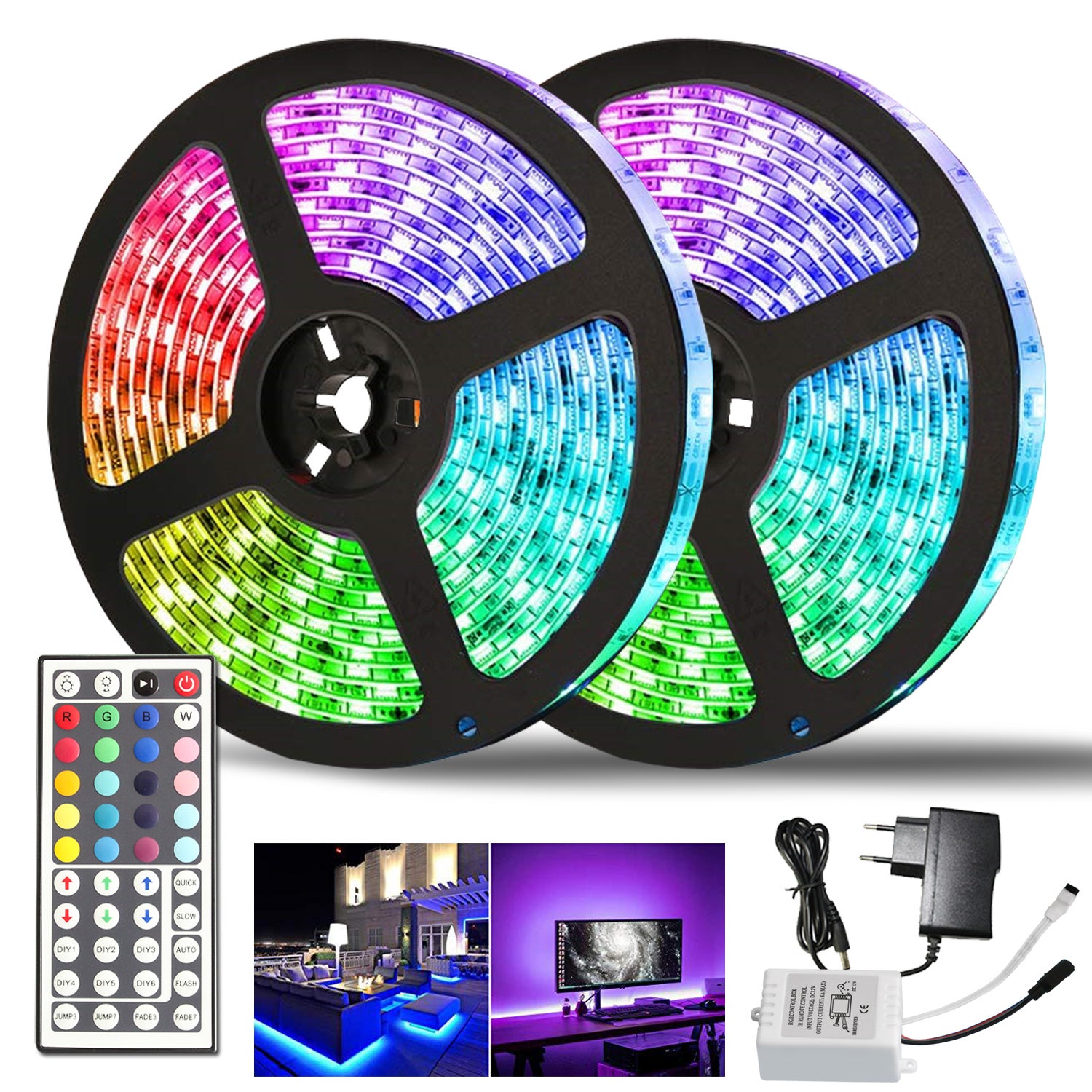 Conjunto de banda LED de 10 m, banda LED SMD RGB 5050, tira LED de LED ...