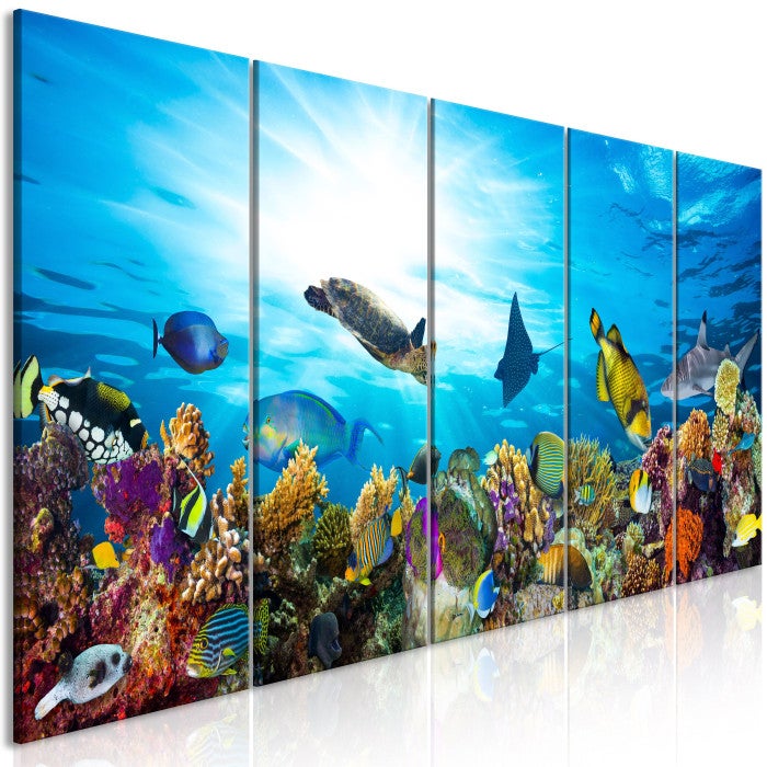 Tableau Imprimé "Coral Reef 5 Panneaux Narrow" 90x225cm | Leroy Merlin