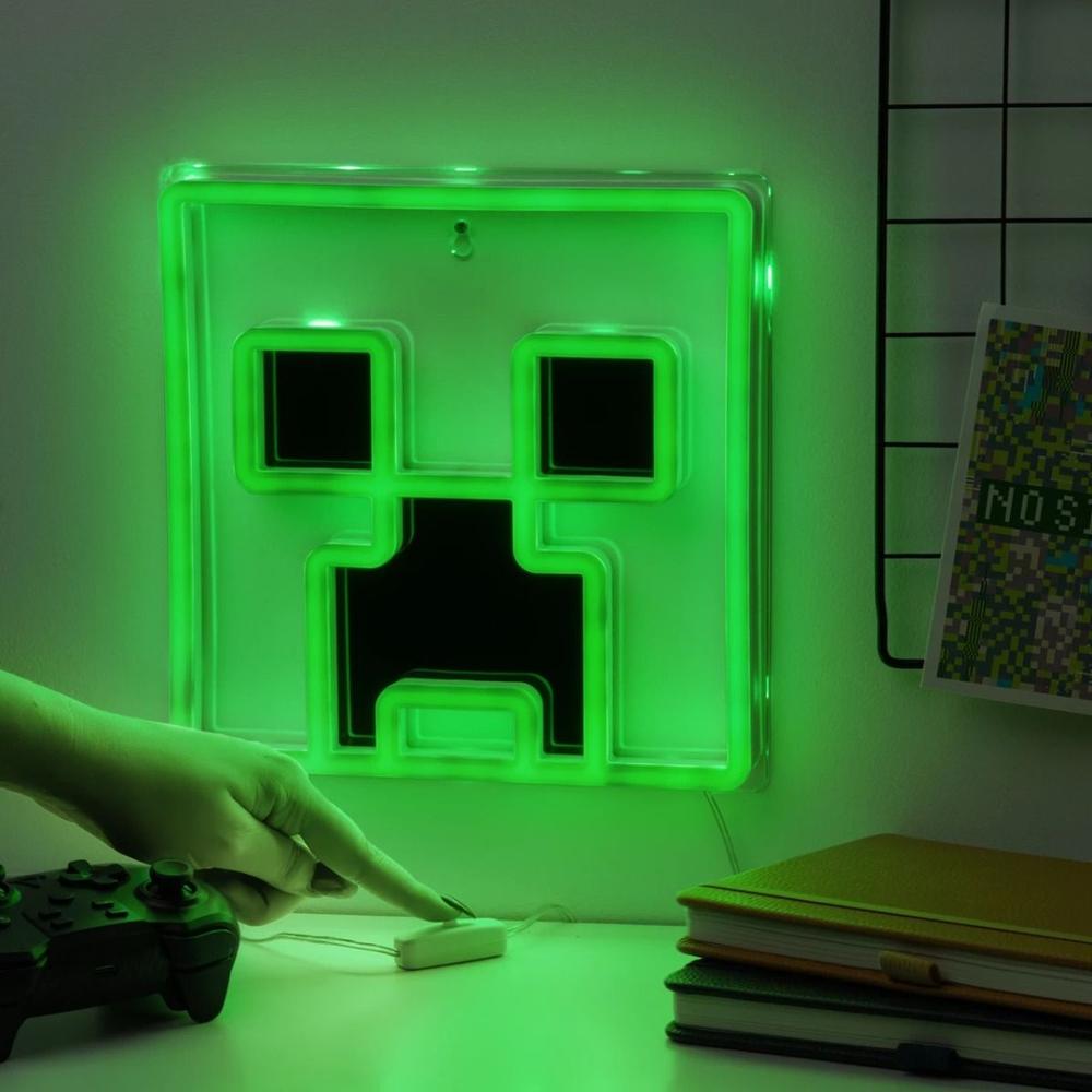 Lámpara de pared paladone minecraft creeper luz led neon | Leroy Merlin