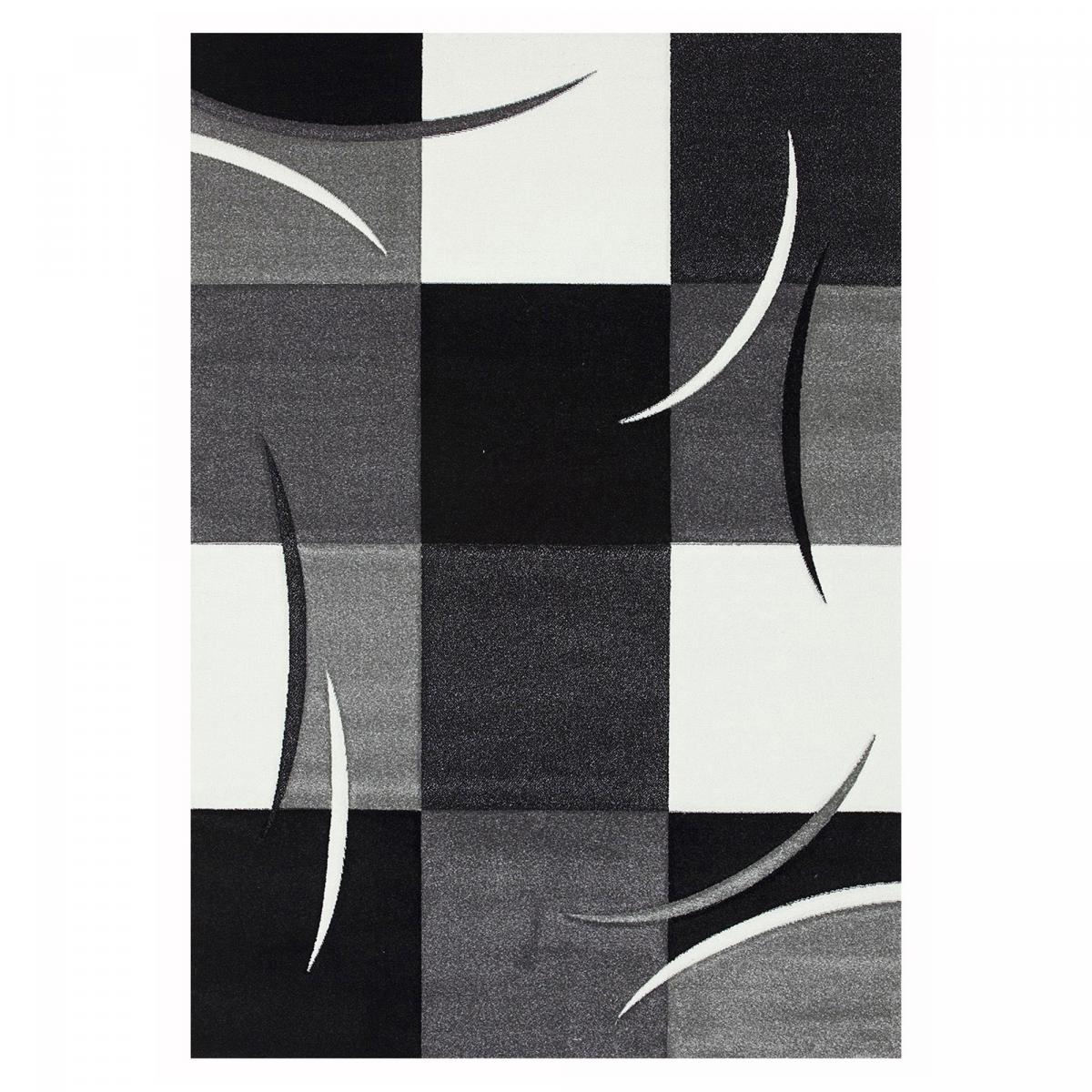 Tapis salon 120x170 tissé gris rectangle motif damier COMMA | Leroy Merlin