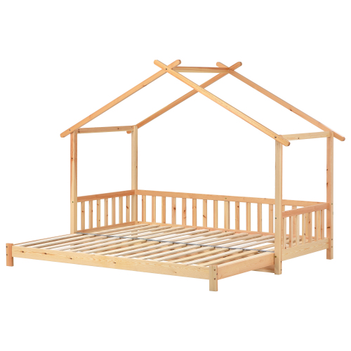 Lit maison extensible, lit pour enfants, lit de jour en bois massif ...