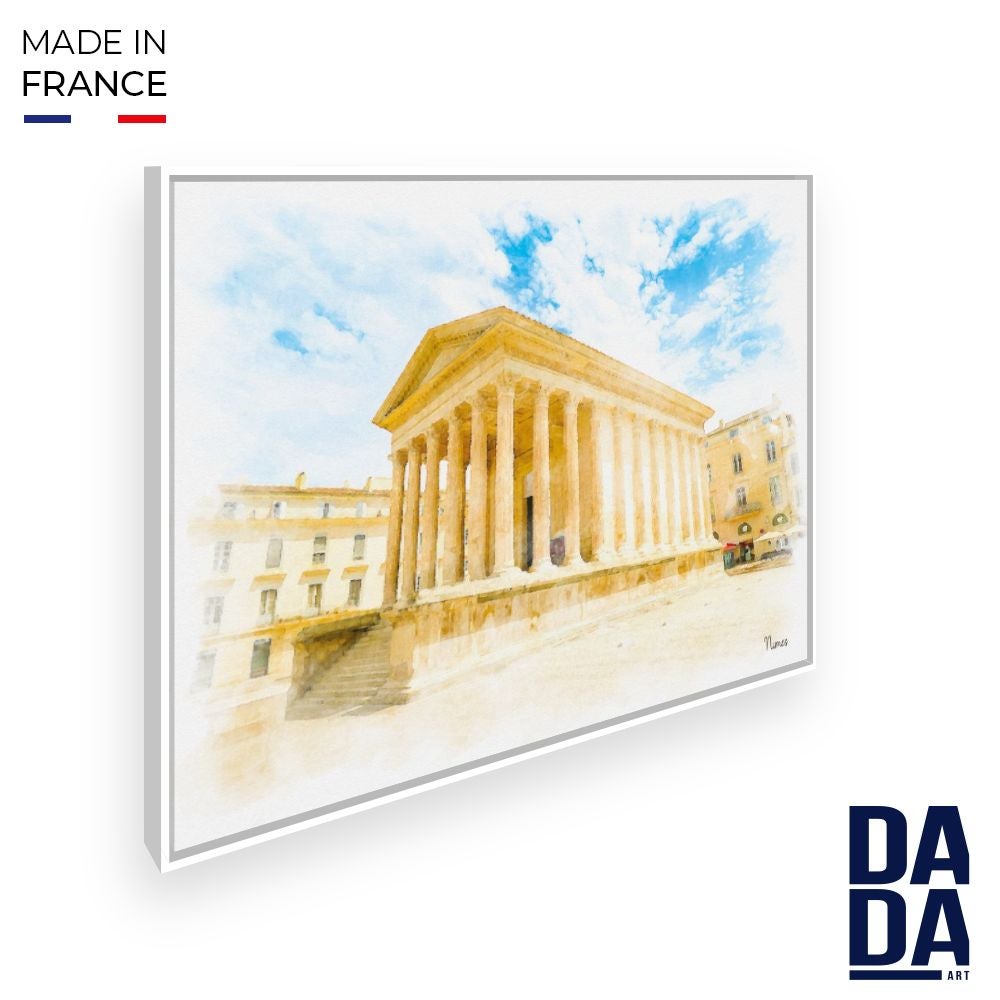 Tableau Temple de Nimes / 45x60cm / Cadre Blanc / Fabriqué en France ...