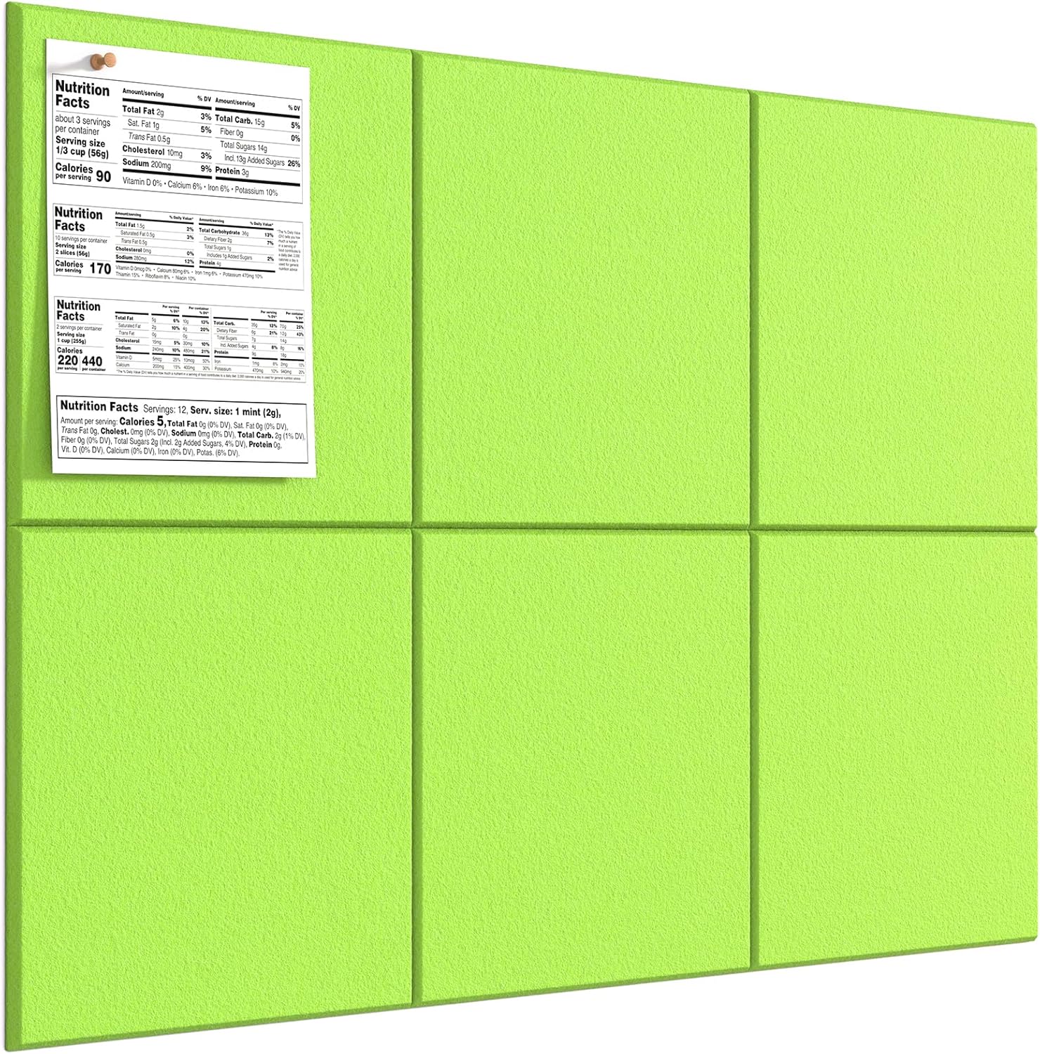 Panel de anuncios de corcho verde fruta, ladrillos de fieltro (paquete ...