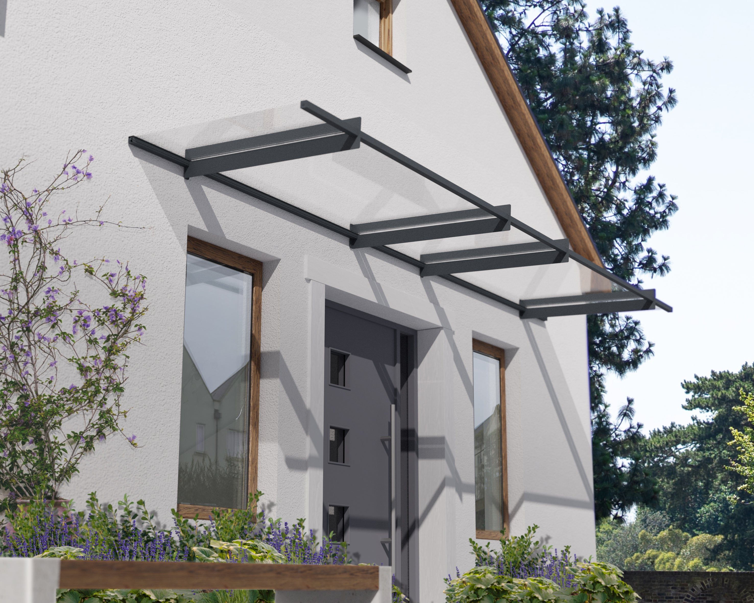 Canopia Auvent de porte Nancy 411x 94 cm Gris | Leroy Merlin