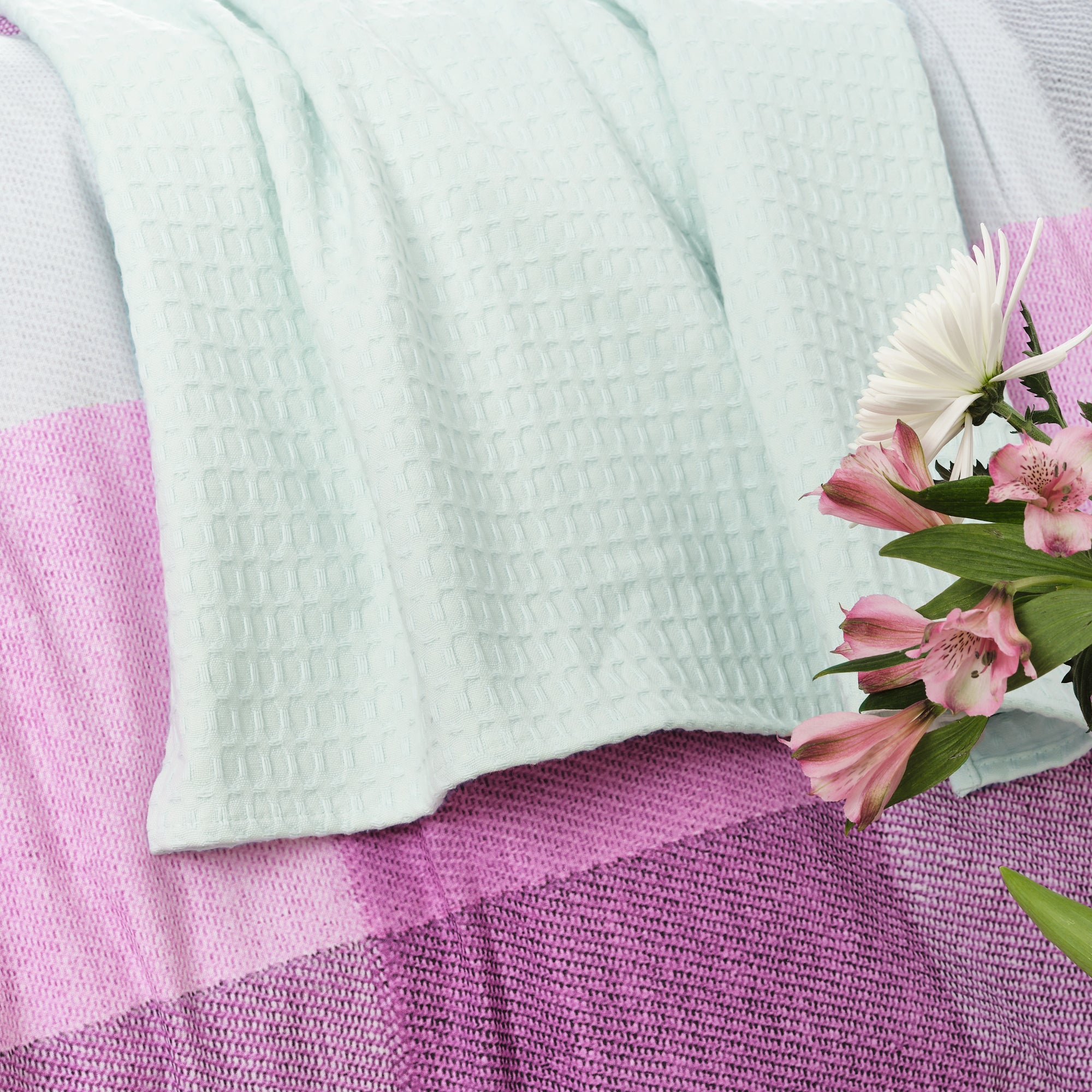 Plaid Waffle 100% algodón Mint 130x170 cm | Leroy Merlin