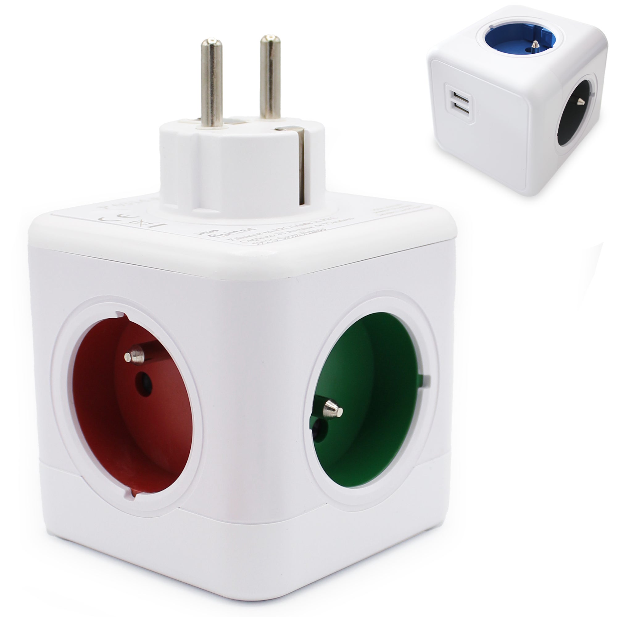 FISHTEC - Cube Multiprise USB 4 Fiches Colorées et 2 Ports Stickers d ...
