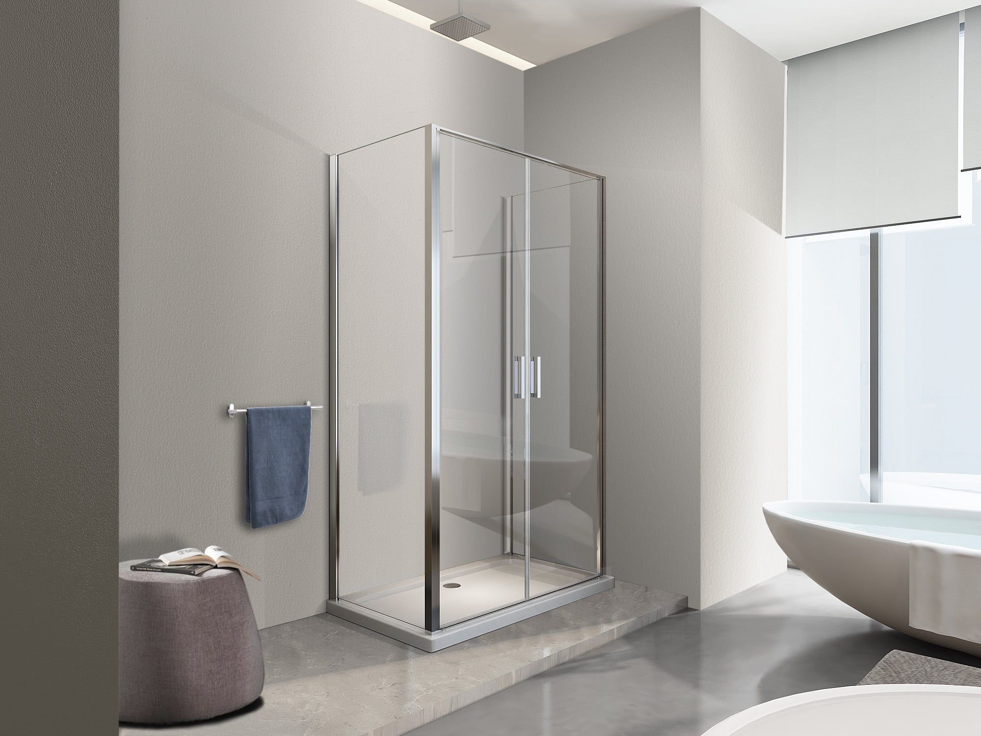 NALA Puerta Abatible Salon + Box Ducha 2 Laterales Fijos 6 Mm Cromado 2 ...