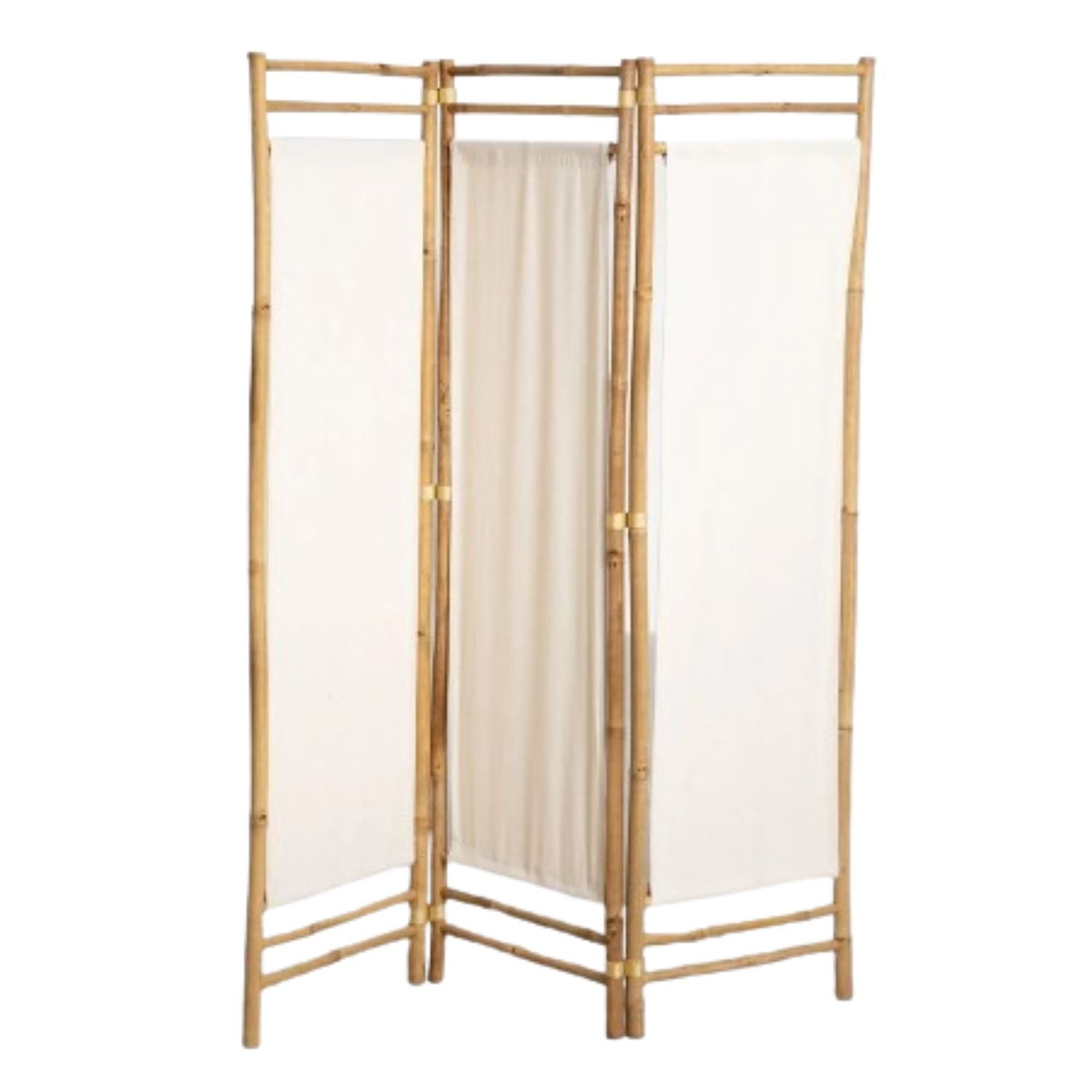 Paravento in policotone e bambù - Naturale - Bianco e Marrone ...