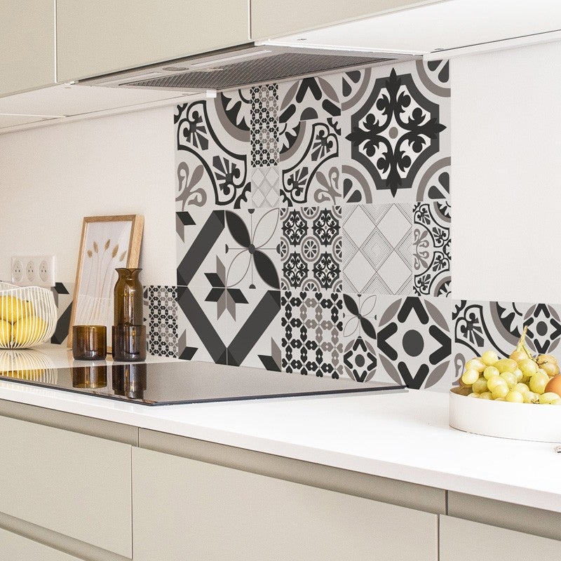 Fond de hotte adhésif en aluminium - Carreau de ciment - 99deco ...