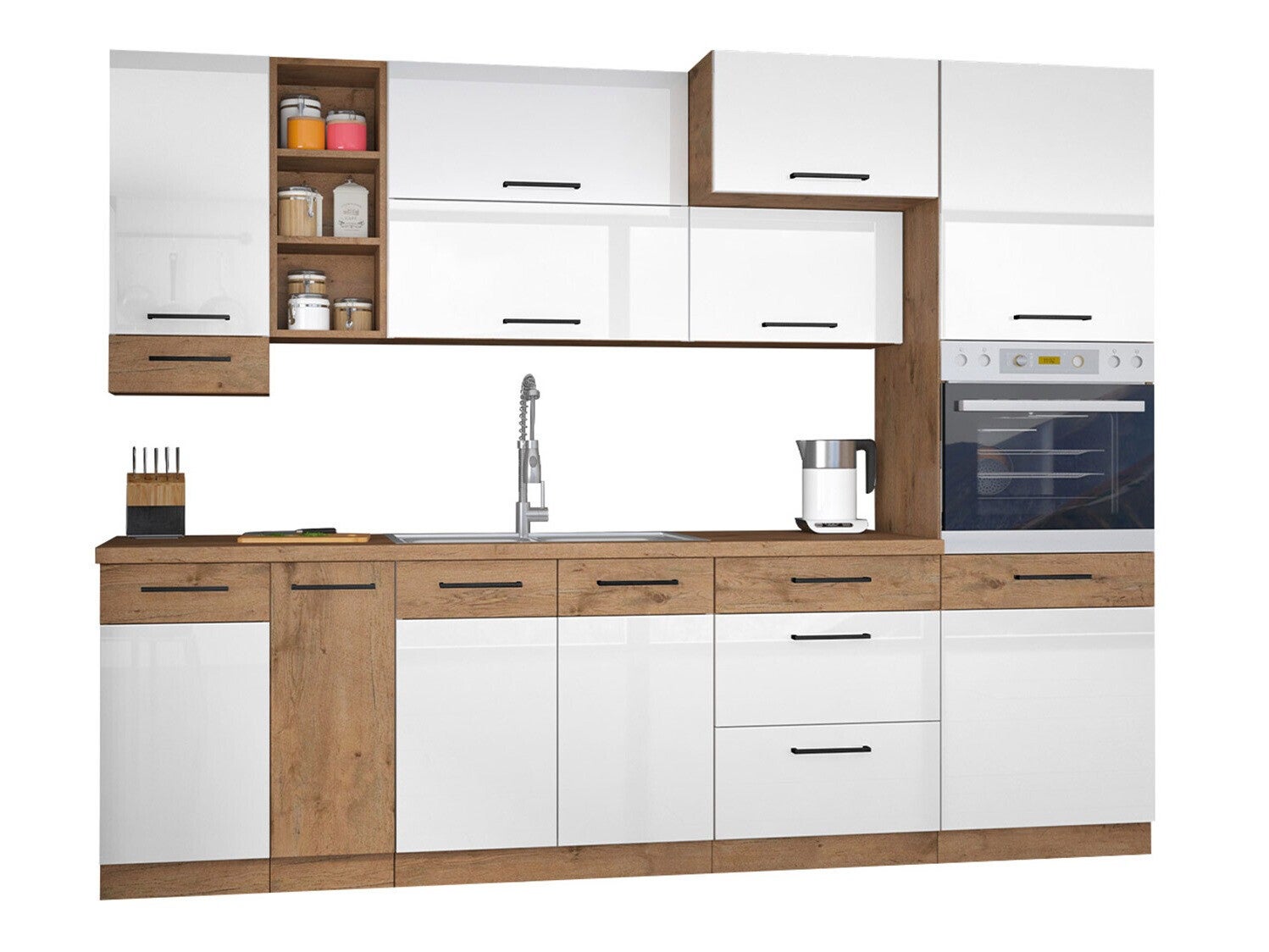 Ensemble de cuisine modulaire Wood White 137, 270x57cm, Stratifié ...