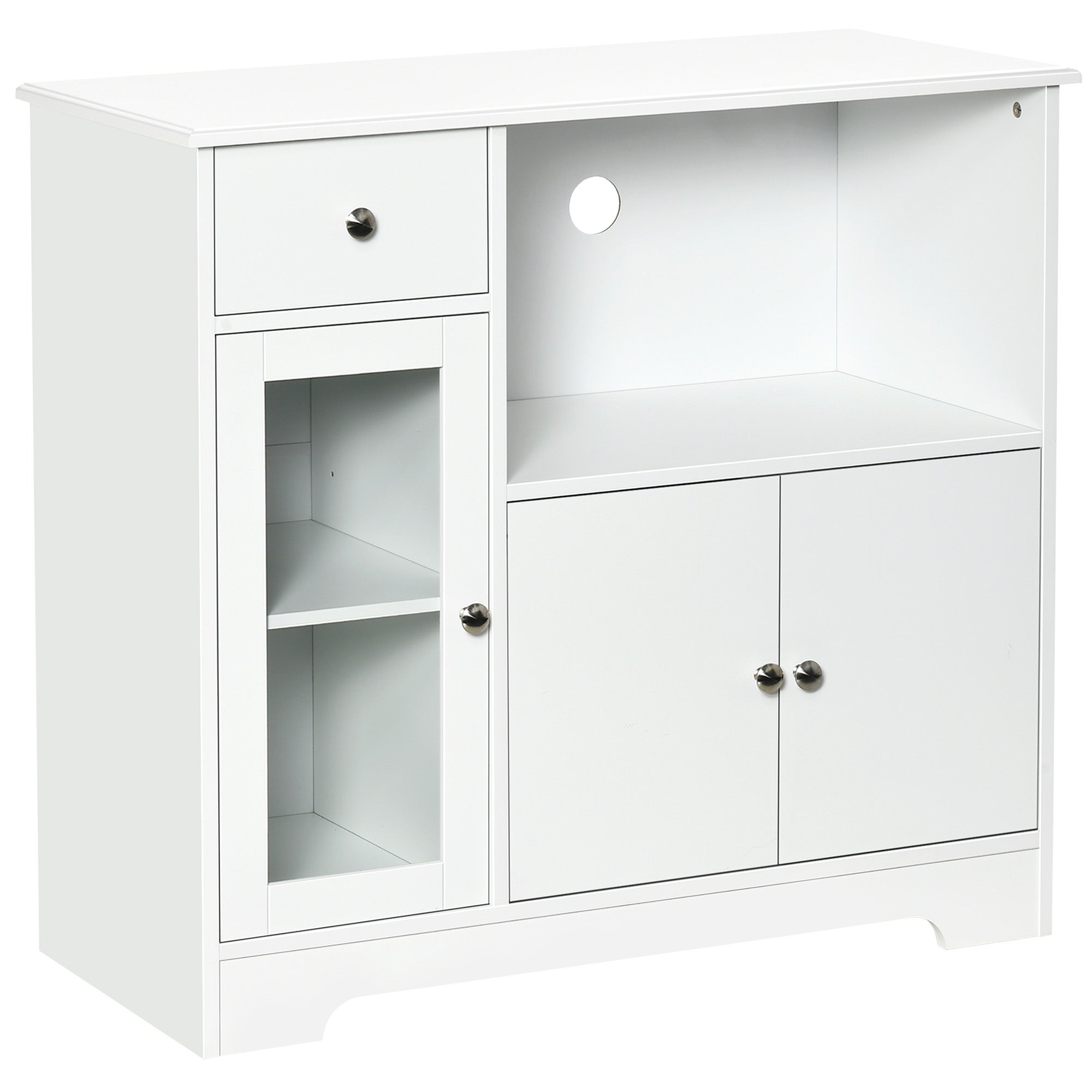 Meuble micro-ondes - Armoire de rangement cuisine - MDF et verre trempé ...