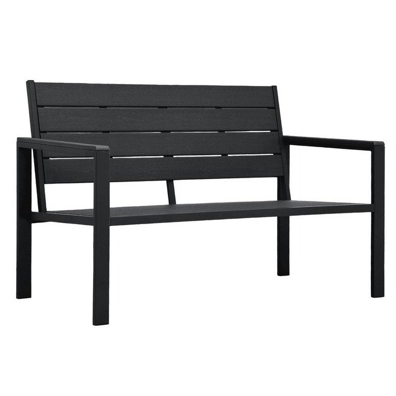Banc de jardin polyéthylène et métal noir Nesly | Leroy Merlin